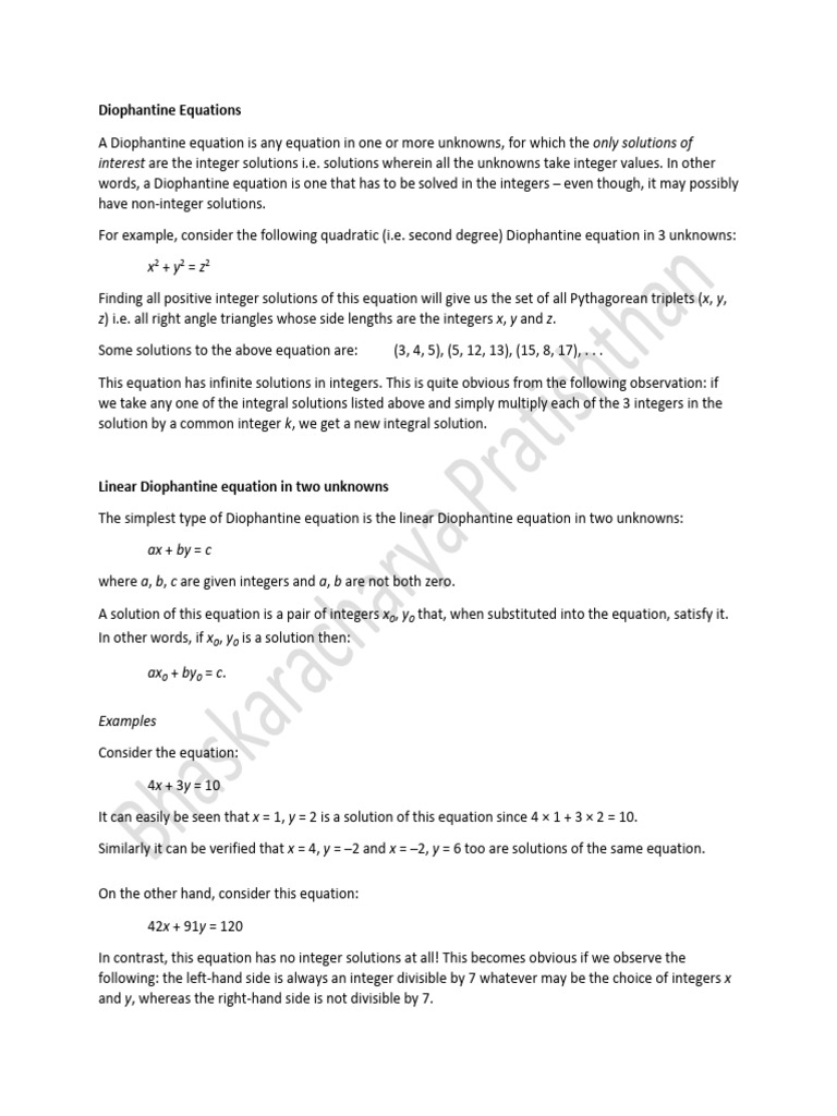 Number Theory Topic #06 Linear Diophantine Equation in Two Unknowns ...