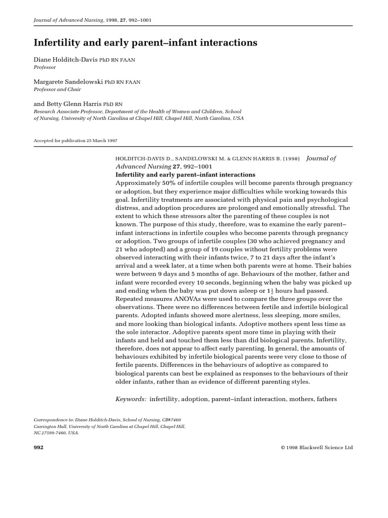 holditch-davis1998 | PDF | Infertility | Adoption