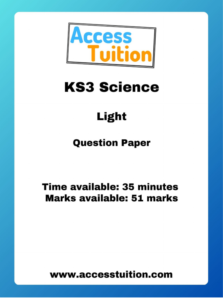 KS3-Light-QP | PDF | Reflection (Physics) | Mirror