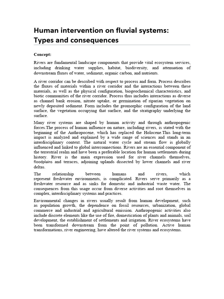Human Impact on River Ecosystems | PDF | River | Water Pollution