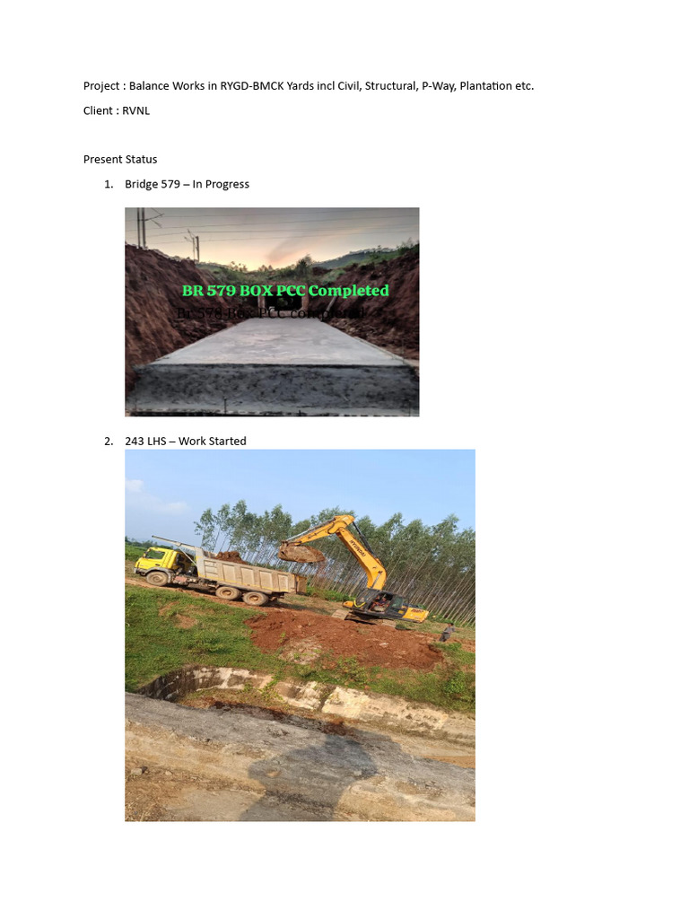 Progress Report: RYGD-BMCK Project | PDF | Rail Transport | Rail ...