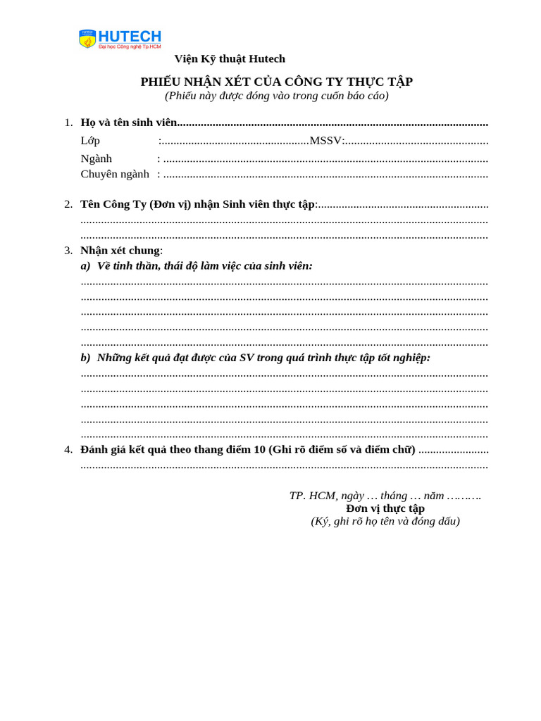 11585502.Bm Nhan Xet Cua Cong Ty Thuc Tap 2 | PDF