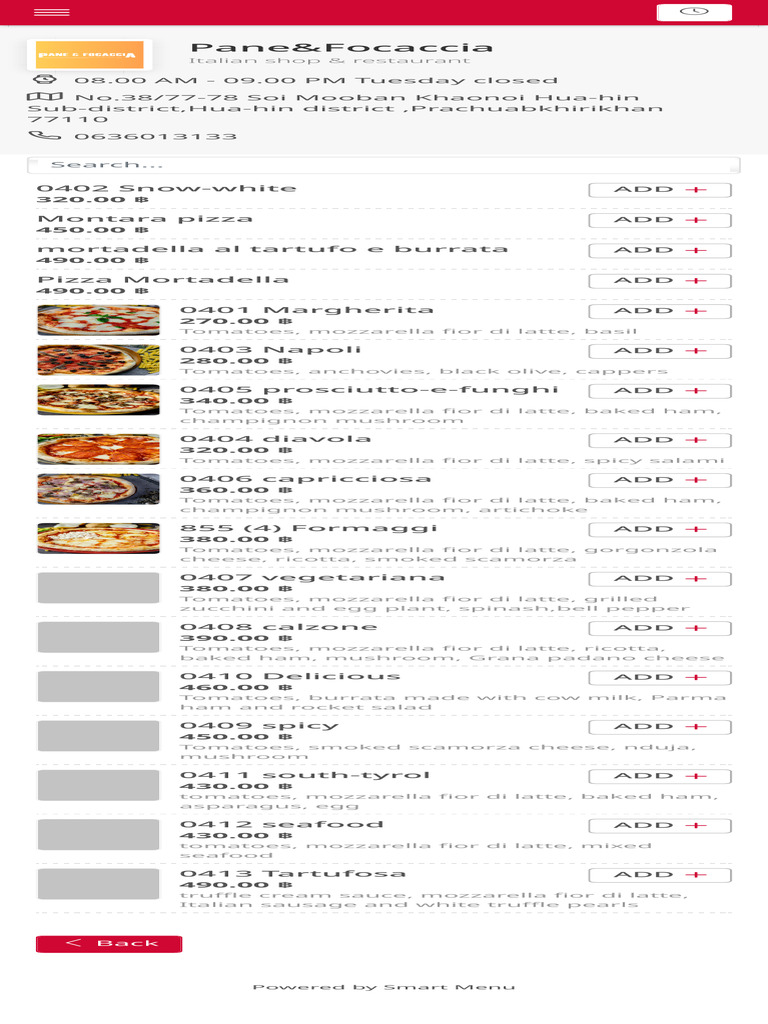 Italian Pizza Menu in Hua Hin | PDF | Mozzarella | Pizza
