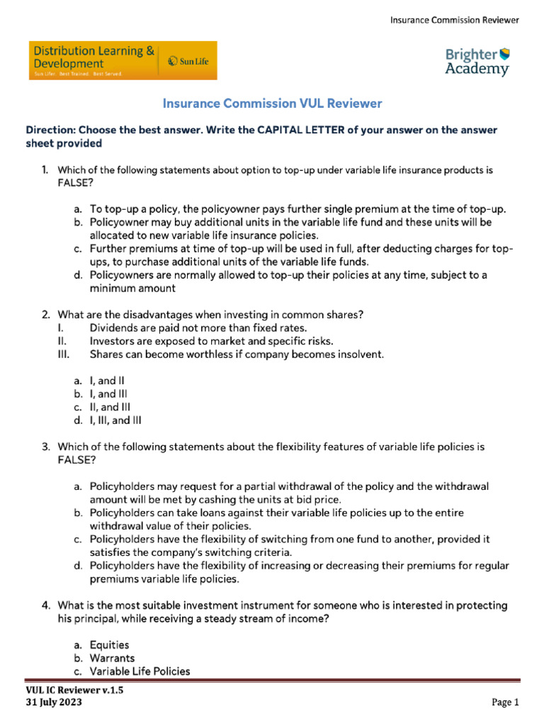 66836510195ae - DLD InsCom VUL Reviewer | PDF
