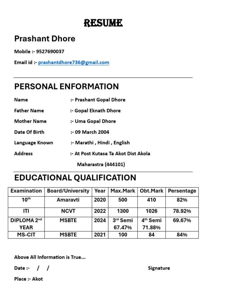 Prashant Resume 01 | PDF