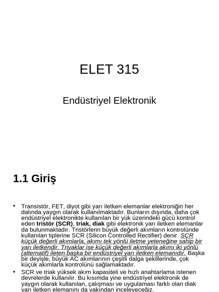 ELET 315 (Ders1) | PDF