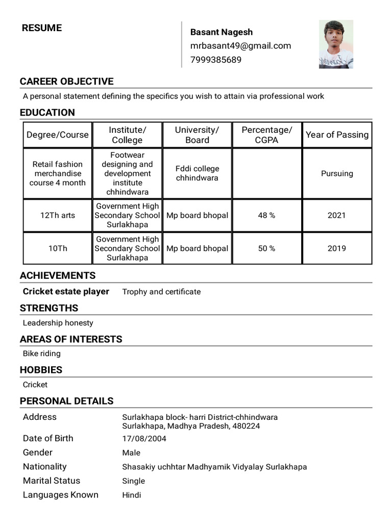 Resume Basant Nagesh Format1 | PDF