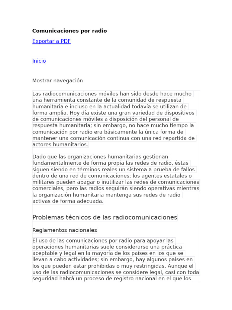 Radiocomunicaciones Humanitarias | PDF | Antena (Radio) | Radio