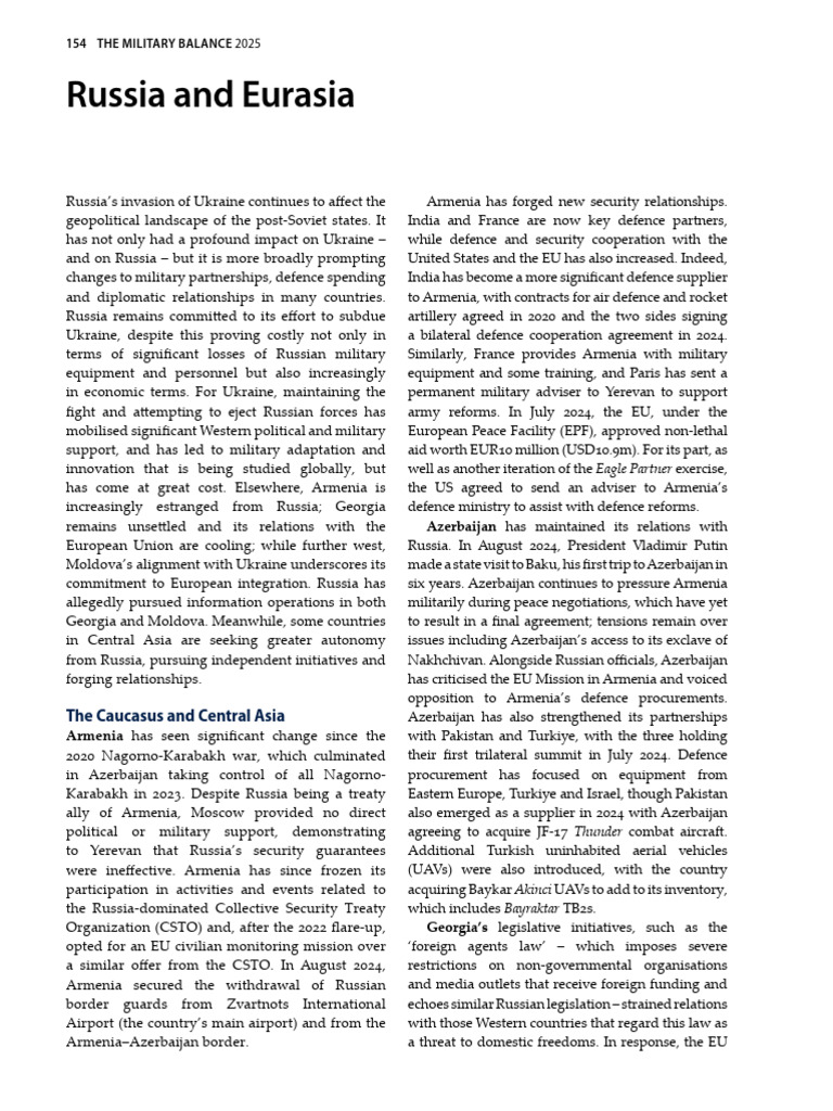 The Military Balance - 2025 - Russia Eurasia | PDF | Armenia | Ukraine