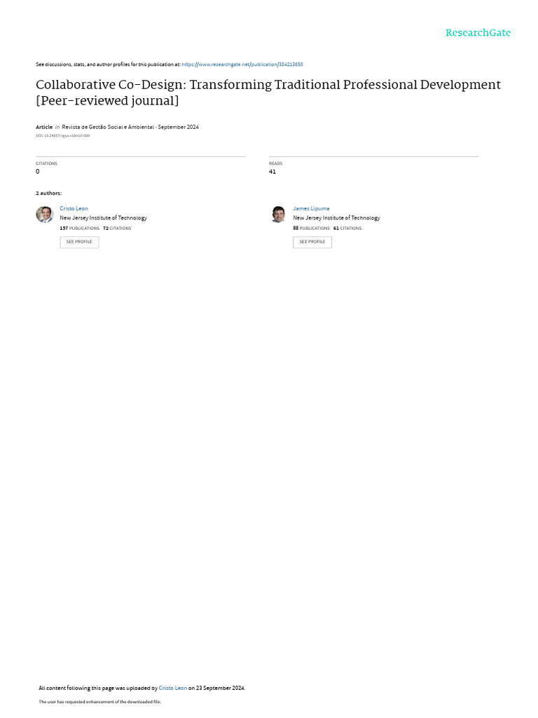 Collaborative Co-Design - Transforming Traditional Professional Development (Peer-Reviewed ...