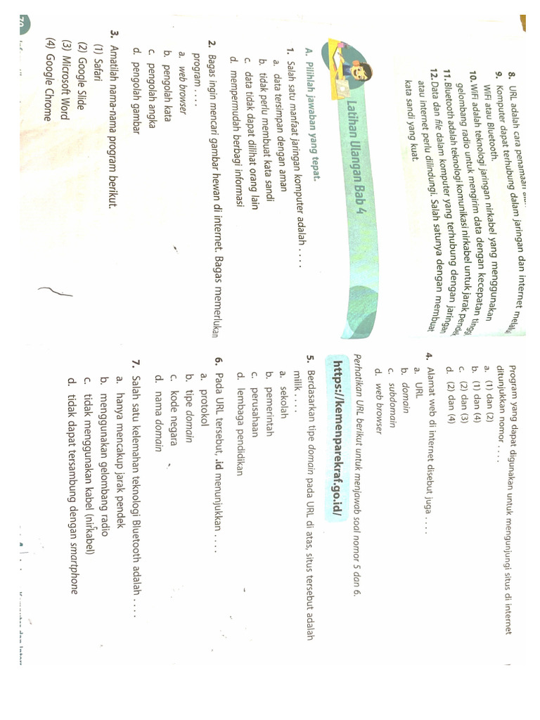 Soal Tik Kelas 4 - Bab 4 - Internet | PDF