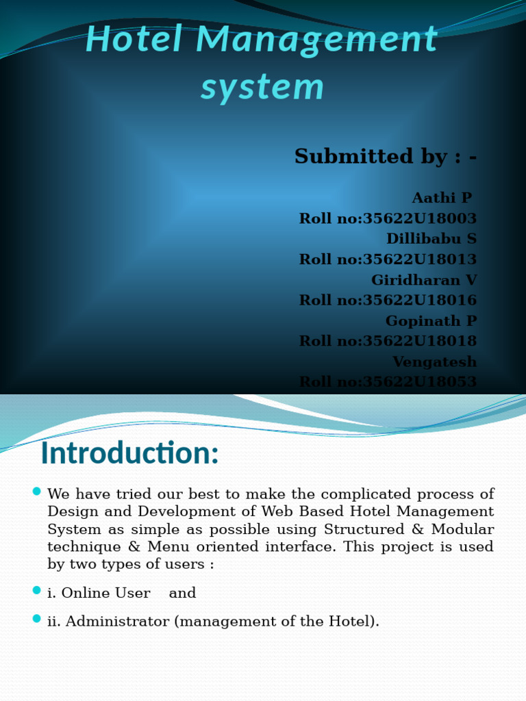 Hotelmanagementpresent 160203115517 | PDF | Point Of Sale | Computing