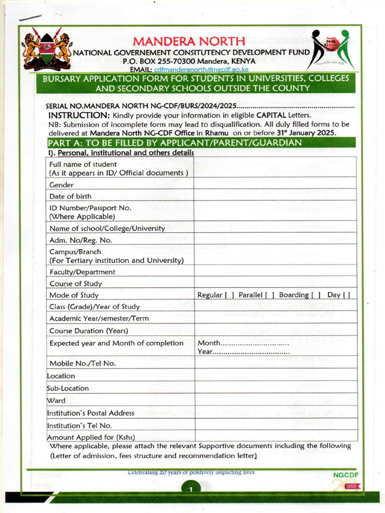 Mandera North Bursary | PDF
