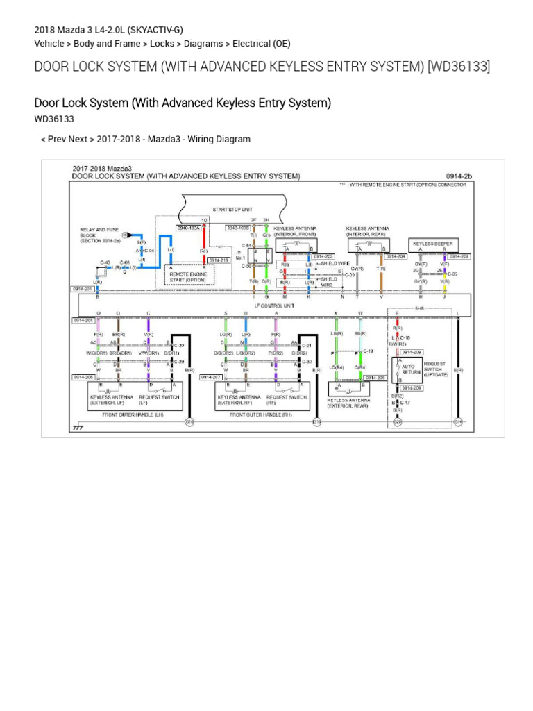 Door Lock System (With Advanced Keyless Entry System) [WD36133] (Locks) | PDF