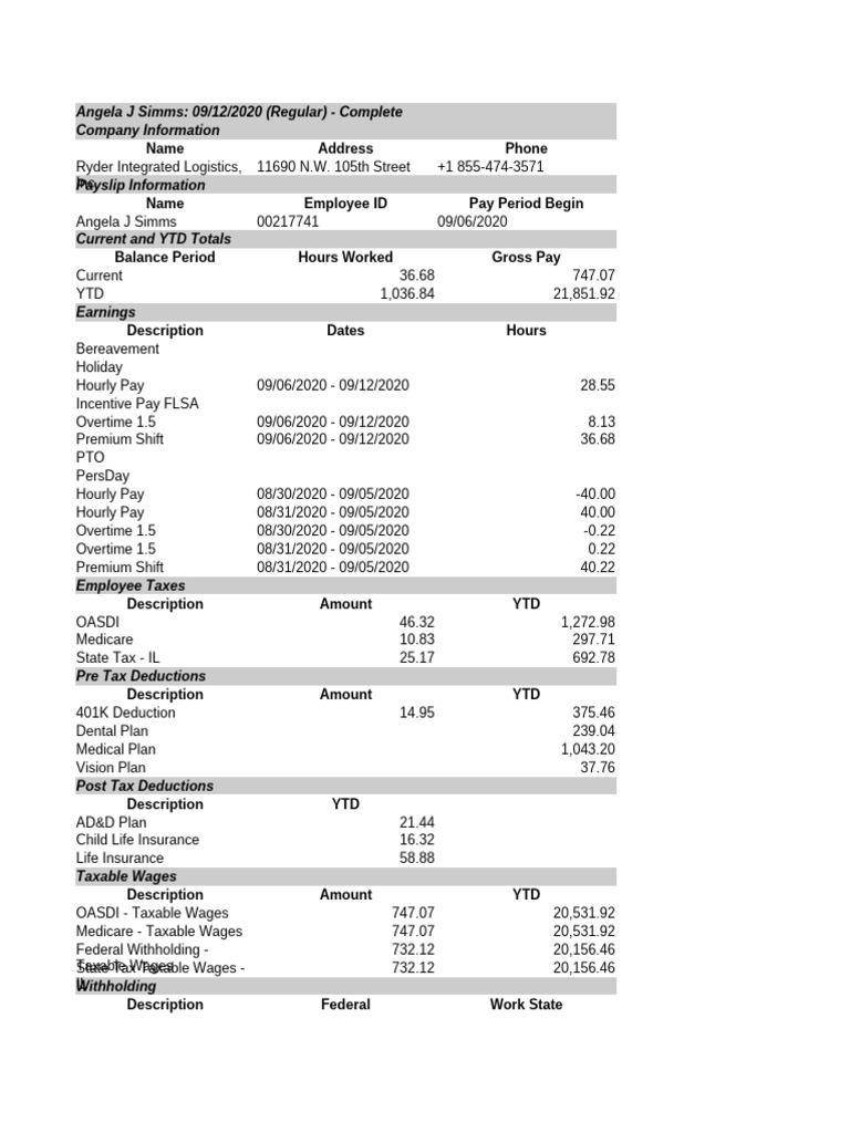 Angela J Simms 09-12-2020 (Regular) - Complete | PDF | Overtime ...