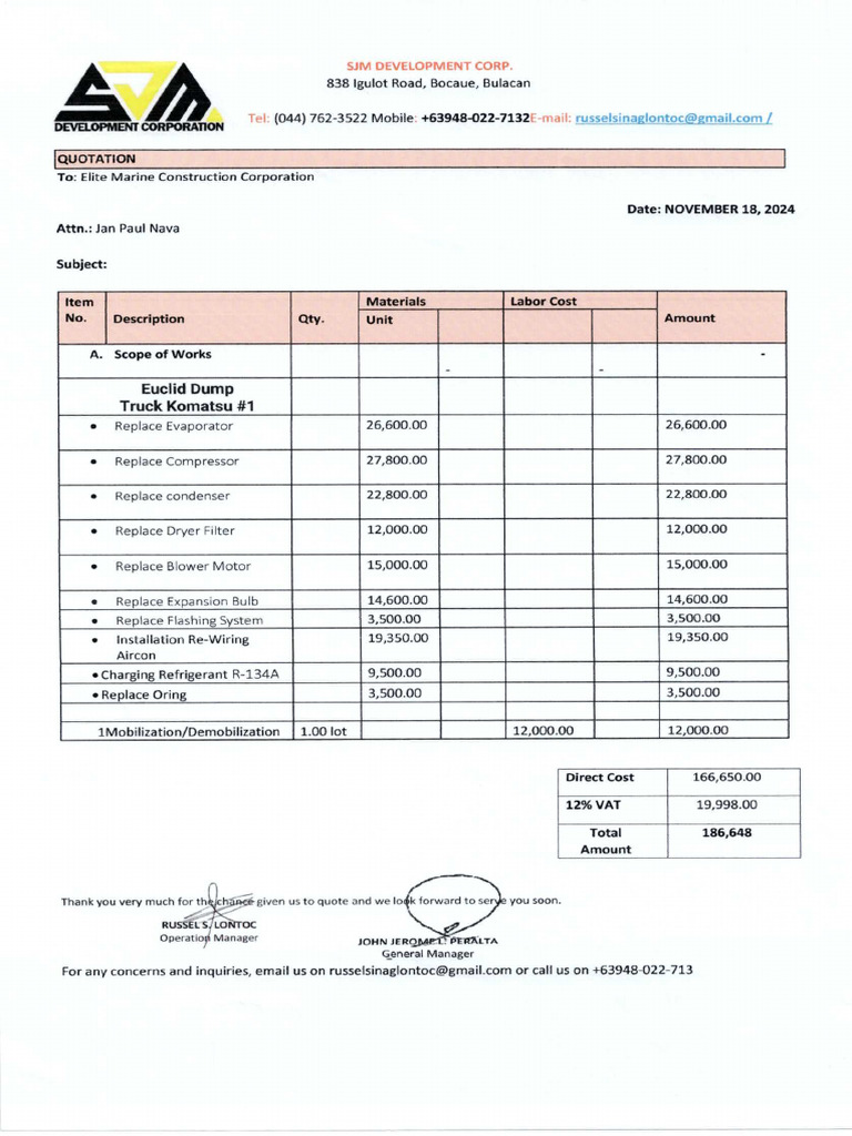 Quotation for Elite From Sjm Development | PDF