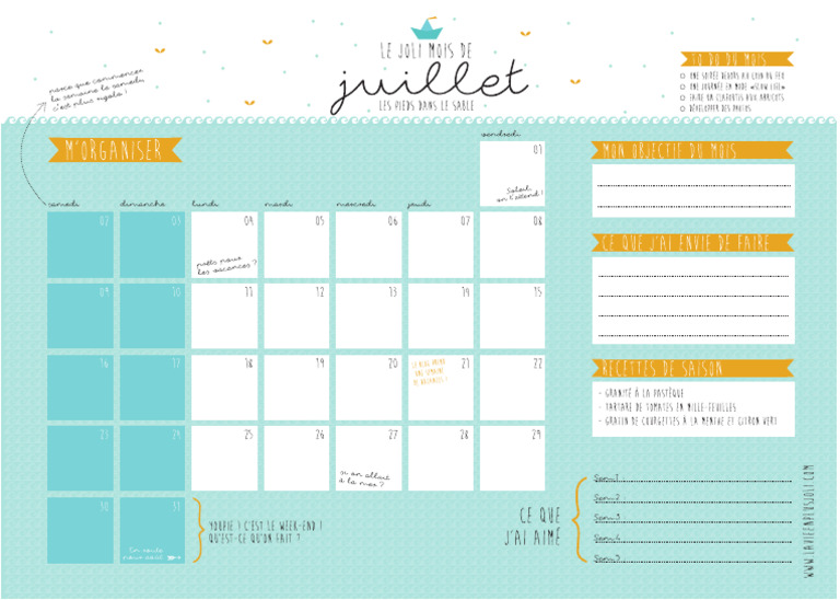 Calendrier Juillet | PDF
