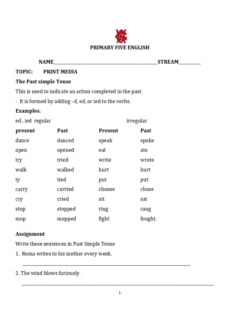 Primary 5 English: Tenses and Exercises | PDF