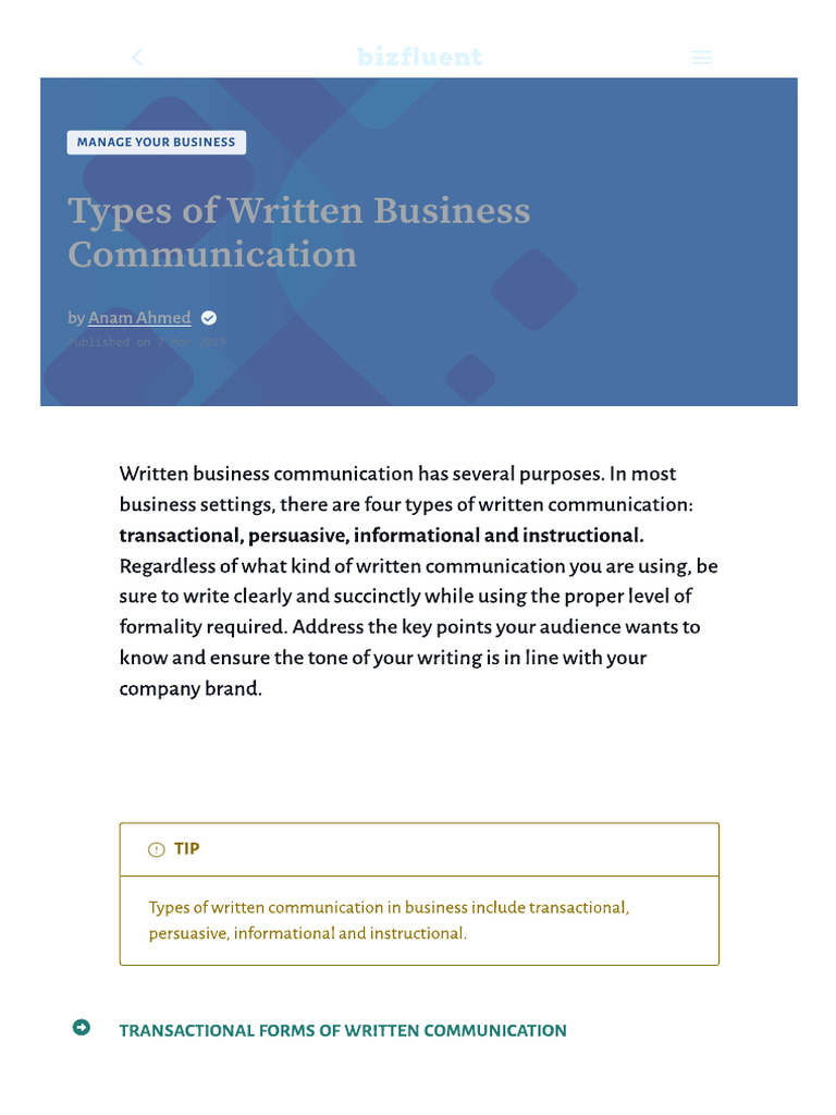 Types of Written Communication | PDF