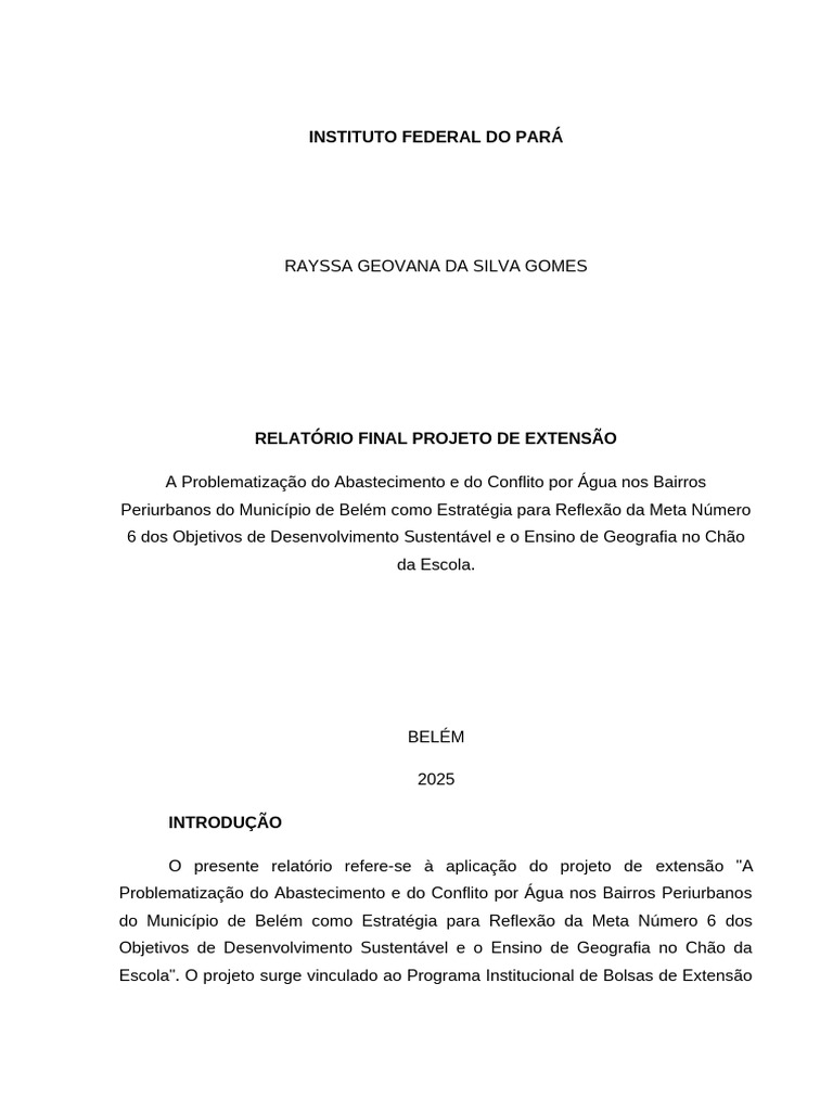 Relatorio Final Projeto de Extensao | PDF | Aprendizado