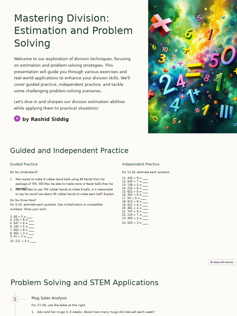 Mastering Division Estimation and Problem Solving (5 2) | PDF | Cognition