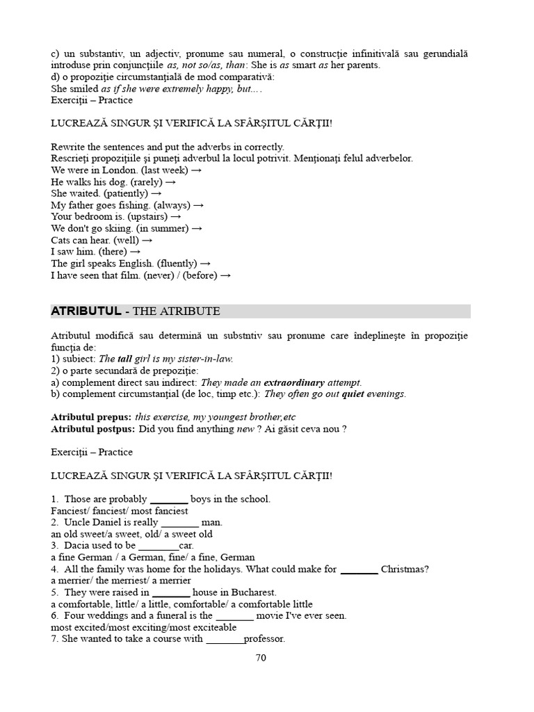 English Grammar Exercises for Practice | PDF