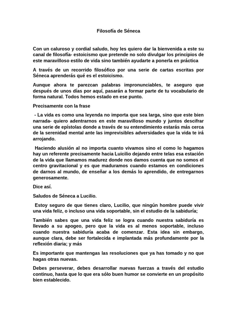 Filosofía de Séneca | PDF | Séneca El Joven | Estoicismo