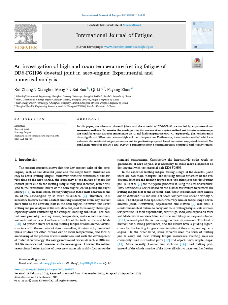 Aero-Engine Dovetail Fatigue Study | PDF | Fatigue (Material) | Fracture