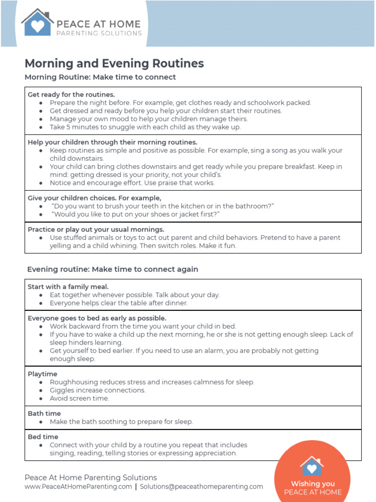 3.1.2 - Routines Morning and Evening Family Rules and Routines For ...