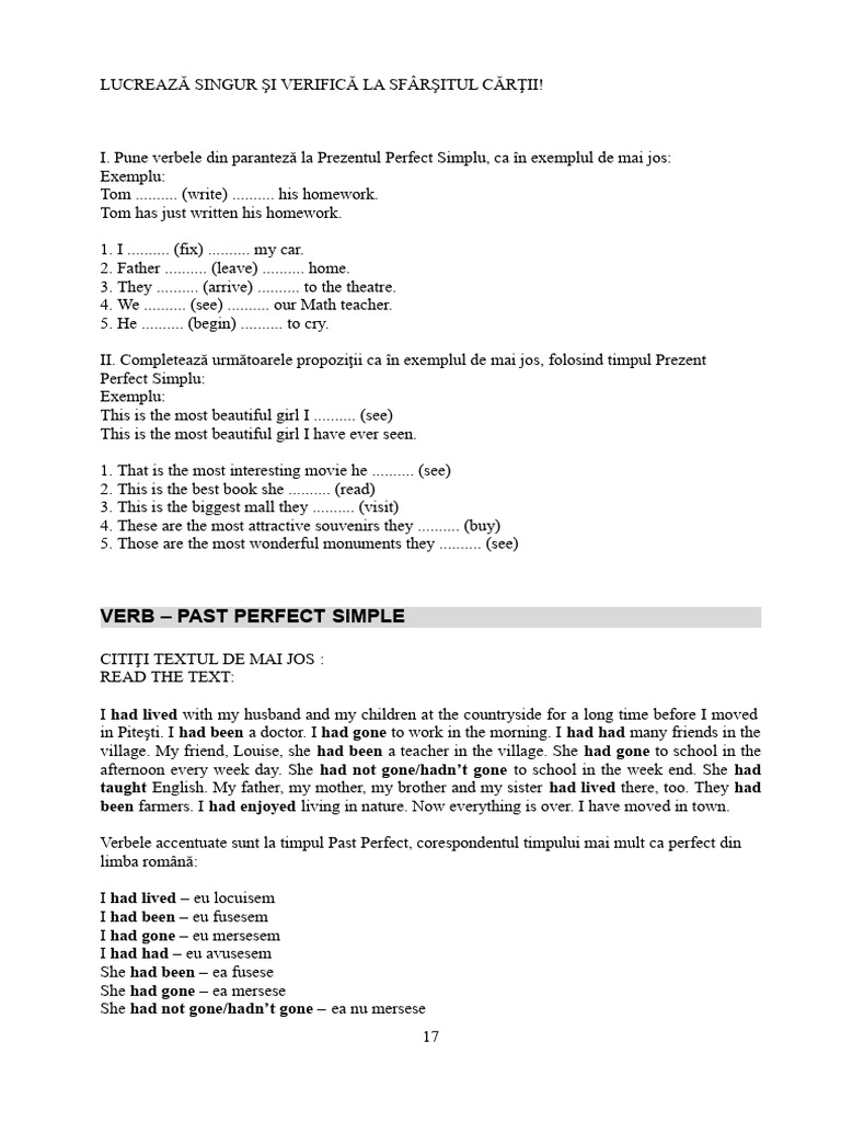 Exercises Past Perfect Simple | PDF