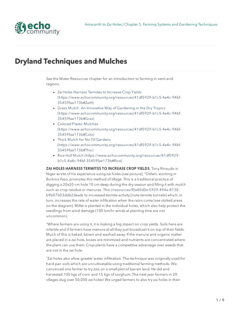 Dryland Techniques and Mulches | PDF | Mulch | Agriculture