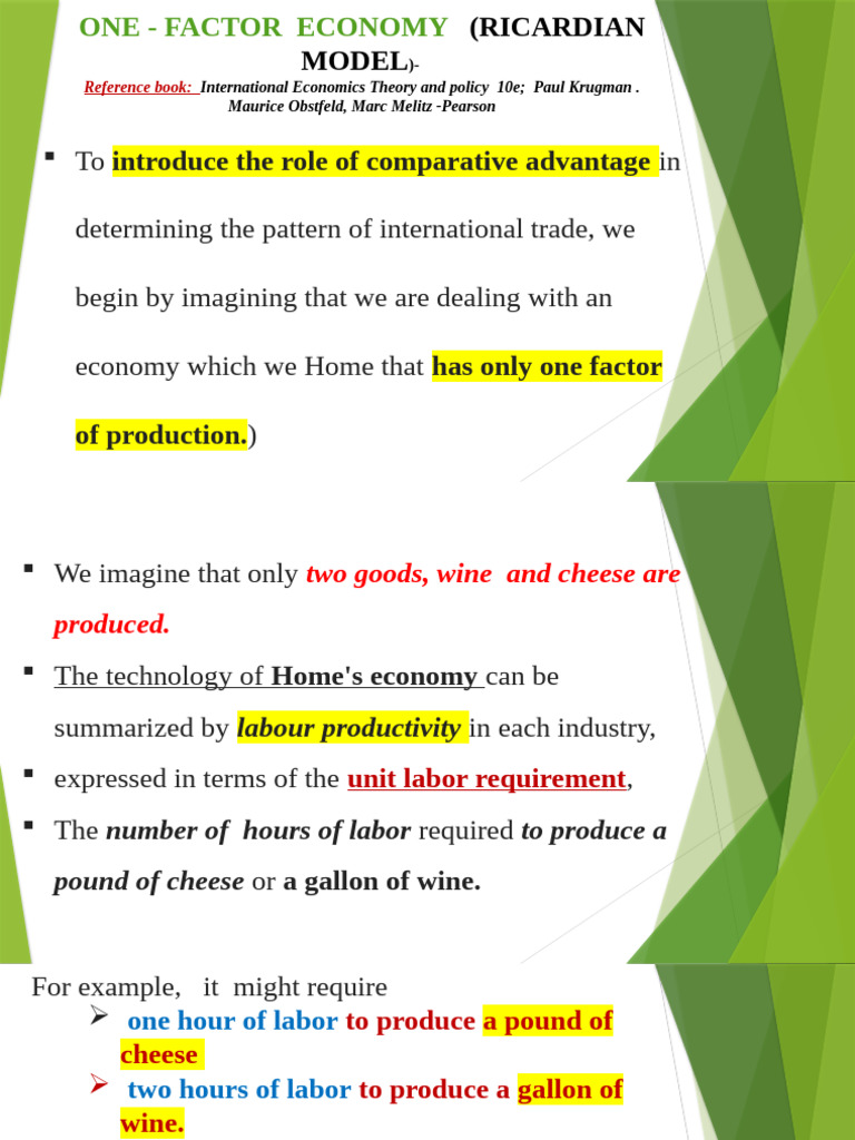 Ricardian Model: One-Factor Economy | PDF | Labour Economics | Business ...