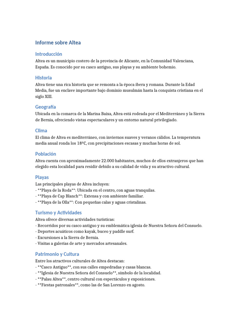 Informe Altea | PDF