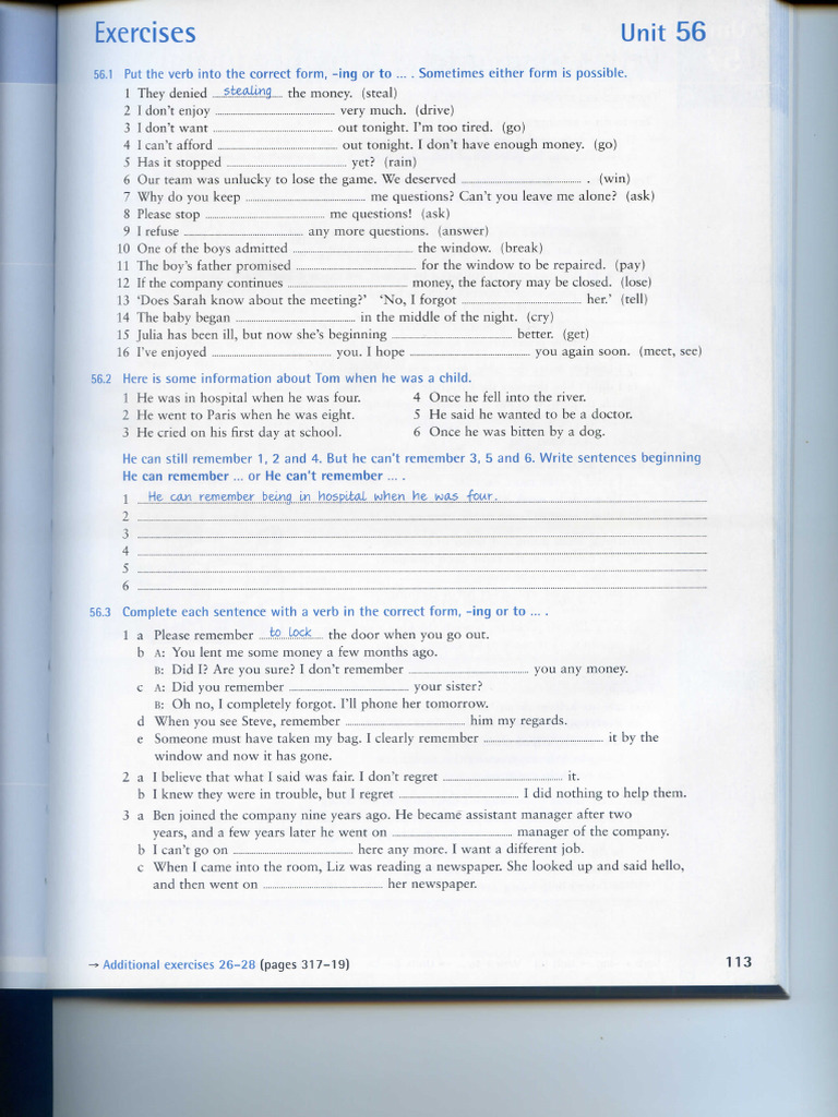 TO-Infinitve or - ING Verbs EXERCISES | PDF