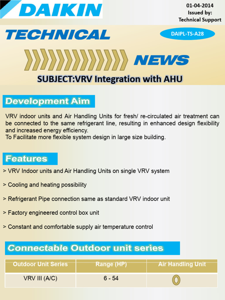 Tech News Daikin - VRV Odu and Ahu | PDF | Air Conditioning ...