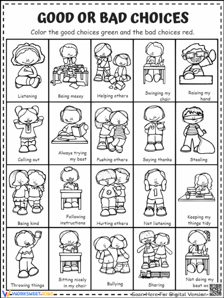 Good or Bad Choices Coloring Page | PDF