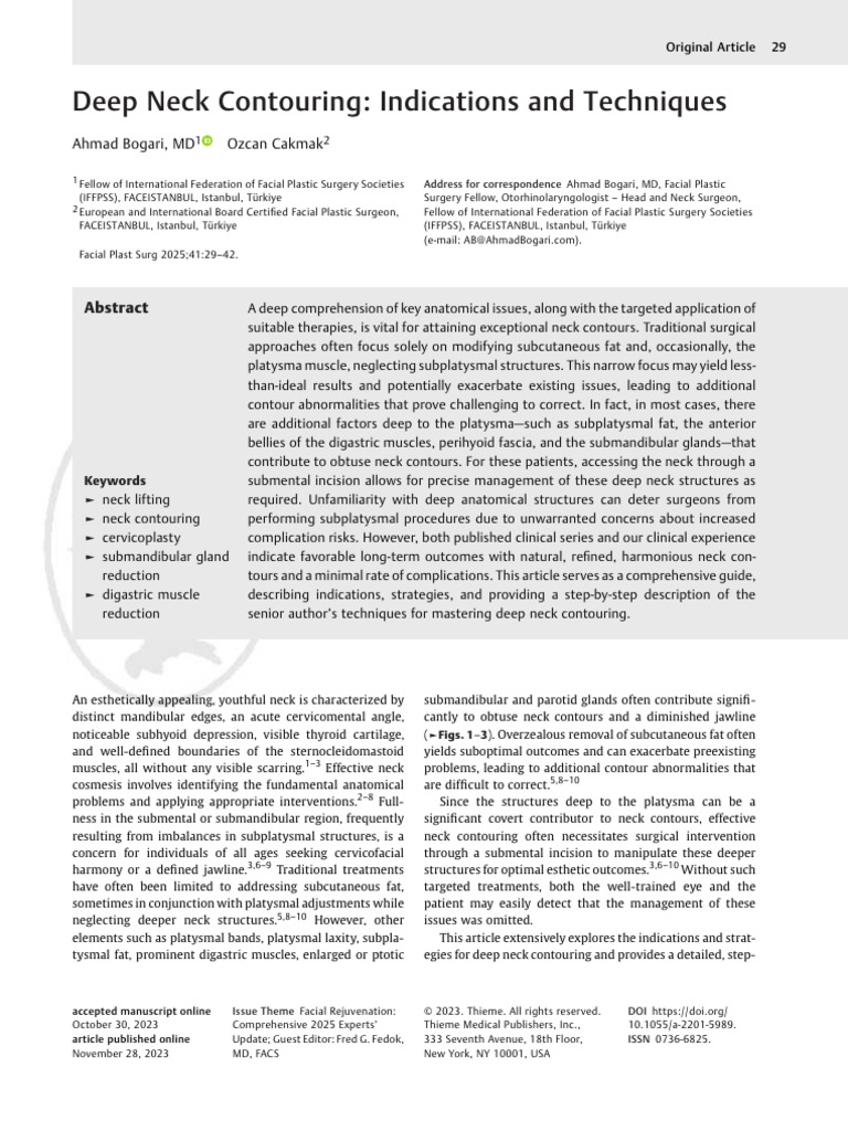 Deep Neck Contouring Techniques | PDF | Surgery | Neck