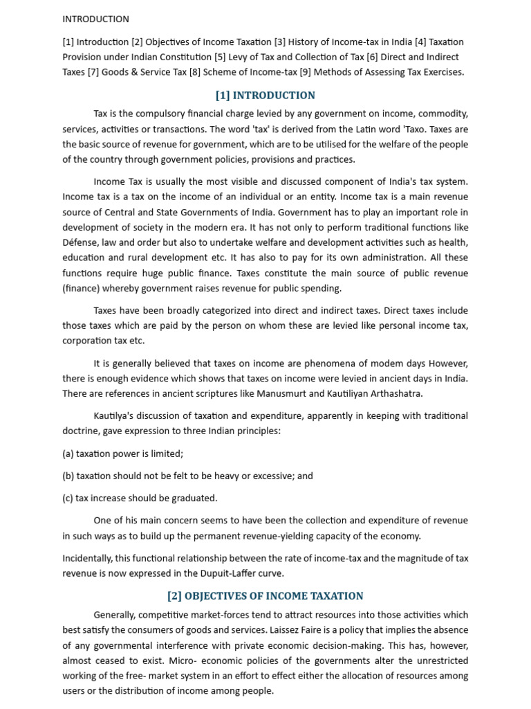 Introduction of Taxation | PDF | Taxes | Income Tax