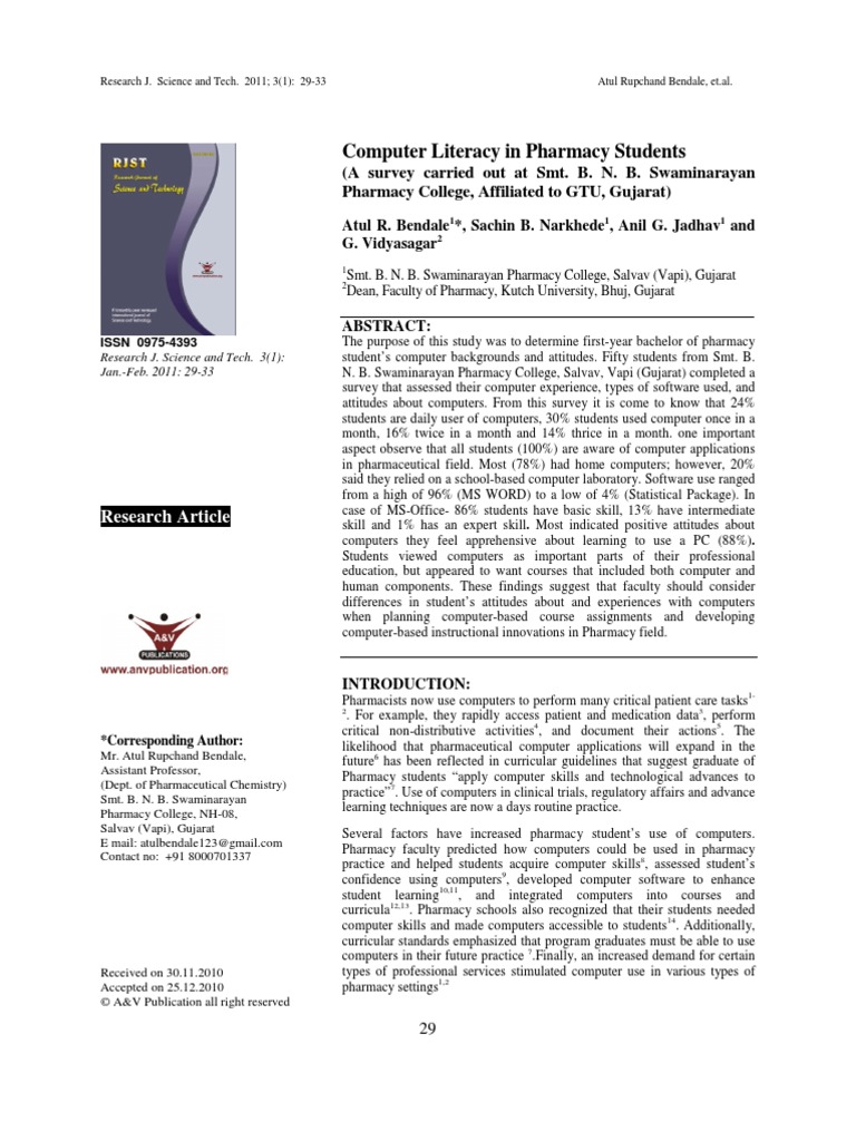 Computer Literacy | PDF | Expert | Pharmacy