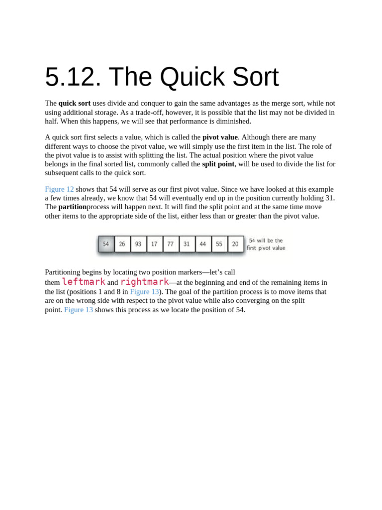 Quick Sort | PDF | Applied Mathematics | Algorithms And Data Structures Quick Sort | PDF | Applied Mathematics | Algorithms And Data Structures