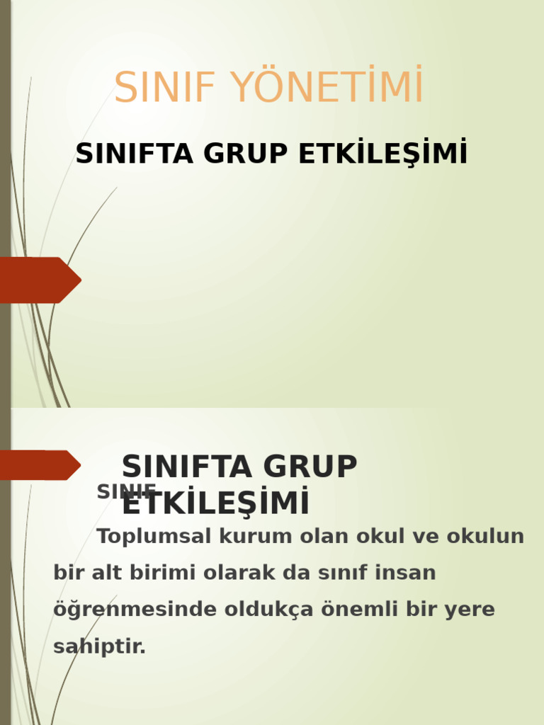Sınıf Yönetimi-SINIFTA GRUP ETKİLEŞİMİ | PDF