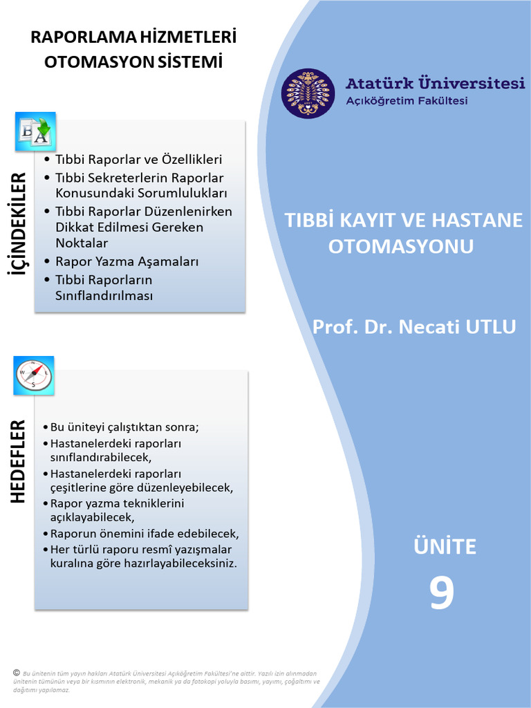 Tibbi Kayit Ve Hastane Otomasyonu Necati UTLU: Prof. DR | PDF