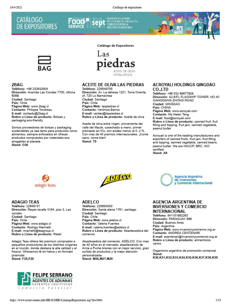 Catálogo de Expositores 2021 - Compressed | PDF | Alimentos | Chile