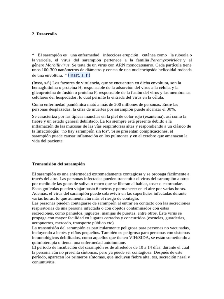 Sarampión: Síntomas y Transmisión | PDF | Sarampión | Enfermedades y ...