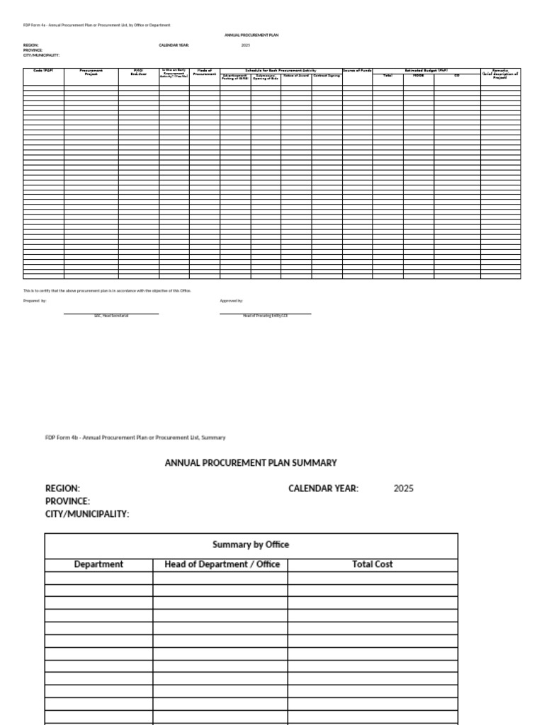 2025 Annual Procurement Plan Template | PDF