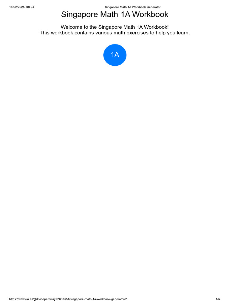 Singapore Math 1A Workbook Generator | PDF | Education Issues ...