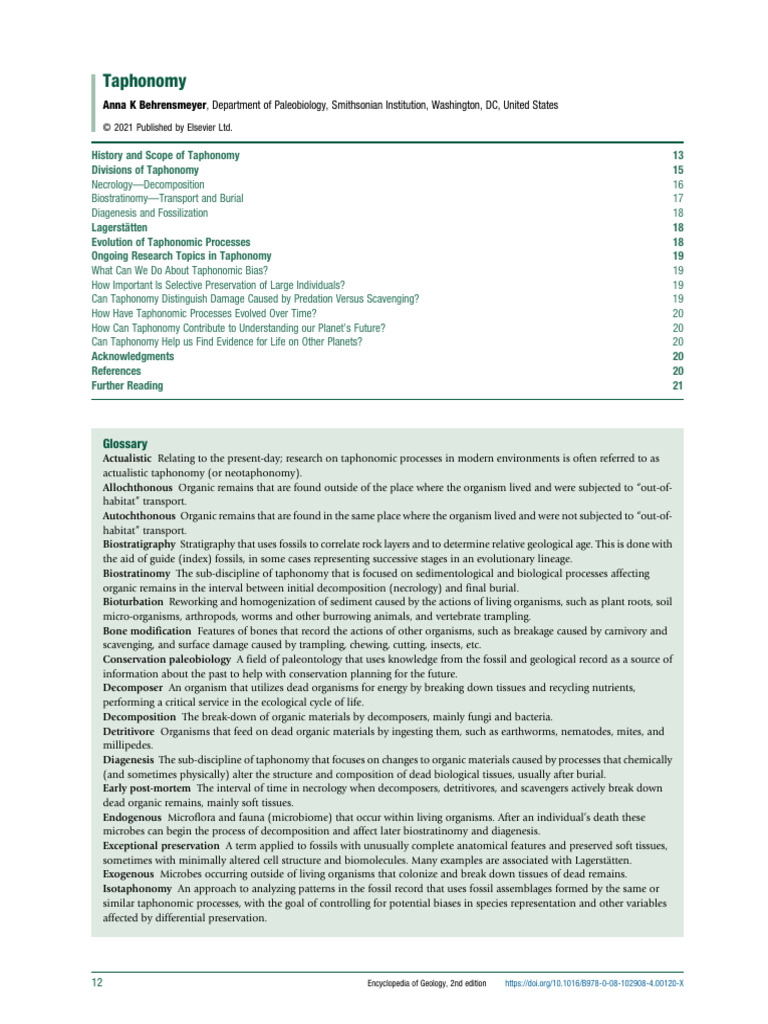 Taphonomy - Behrensmeyer 2021 | PDF | Fossil | Decomposition