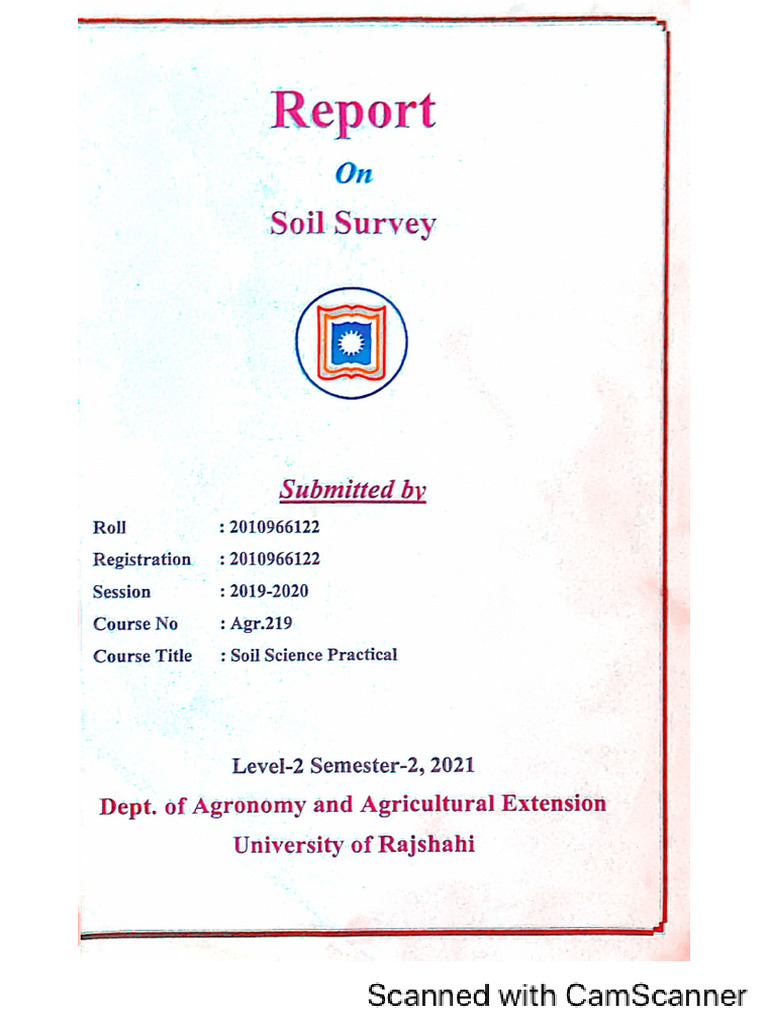 Report on Soil Survey. | PDF