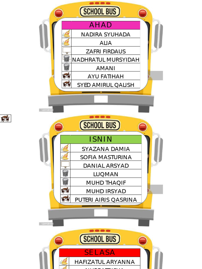 Bus Duty Roster - 4 Atria | PDF