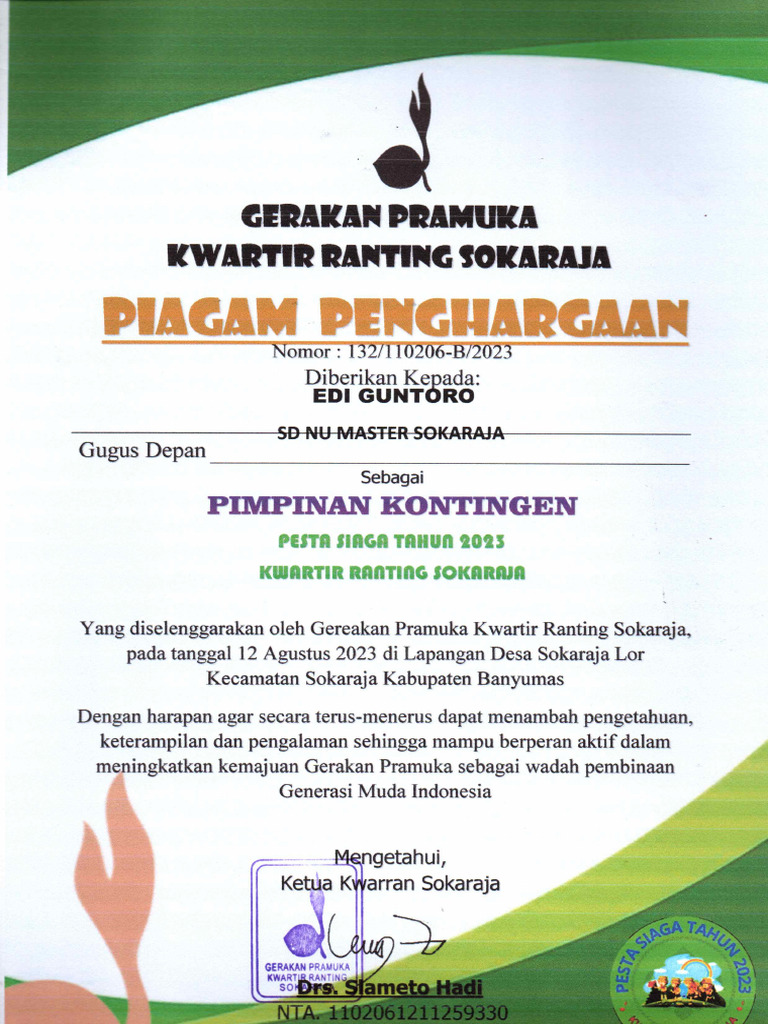 Piagam Pramuka | PDF